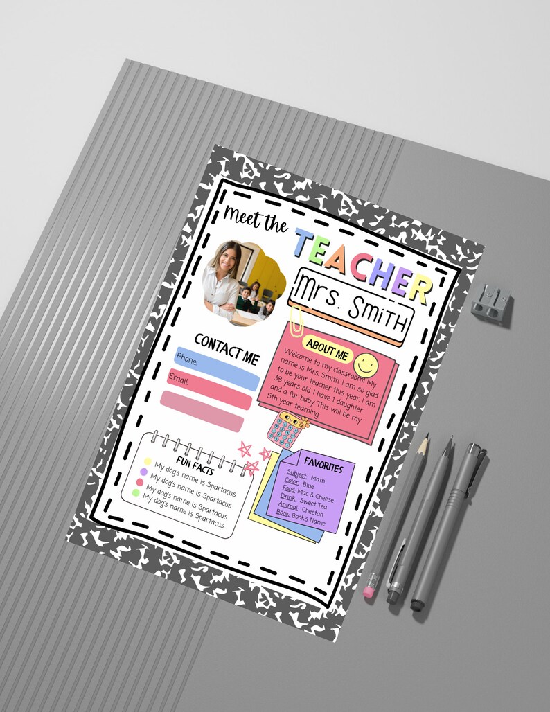Meet the Teacher, DIGITAL Download, Printable Worksheet - Etsy