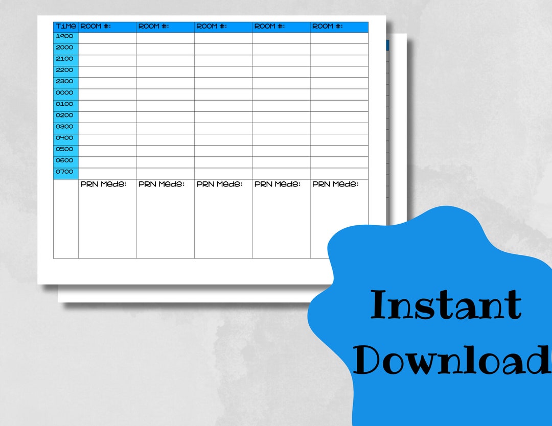 5 Patient Night Shift Med Pass Sheet - Etsy