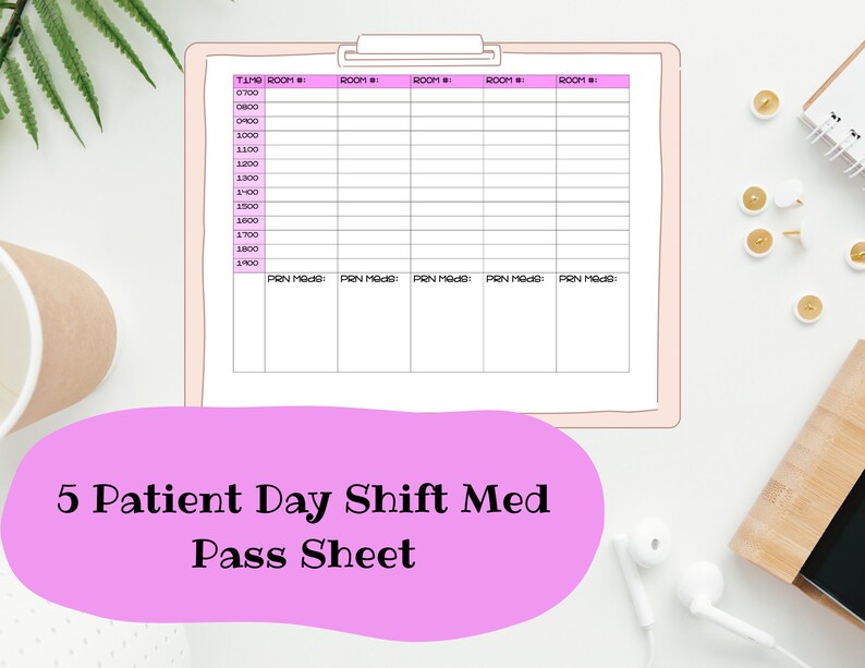 5 Patient Day Shift Med Pass Sheet - Etsy