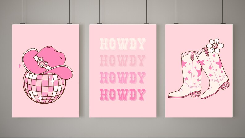 Disco Cowgirl, Boots, Howdy, Dorm Wall Art, Wall Art, 16"x20", 11"x 14 ...