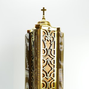 Antique Church Gold Tone Art Deco Cross Funeral Lamp Crucifix Light ...