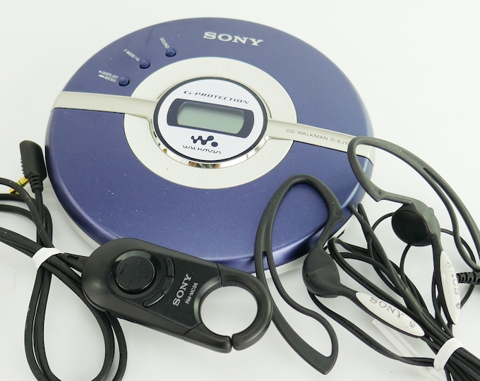 Vintage SONY Cd WALKMAN D-EJ100 Portable CD Player - Blue - Remote and ...