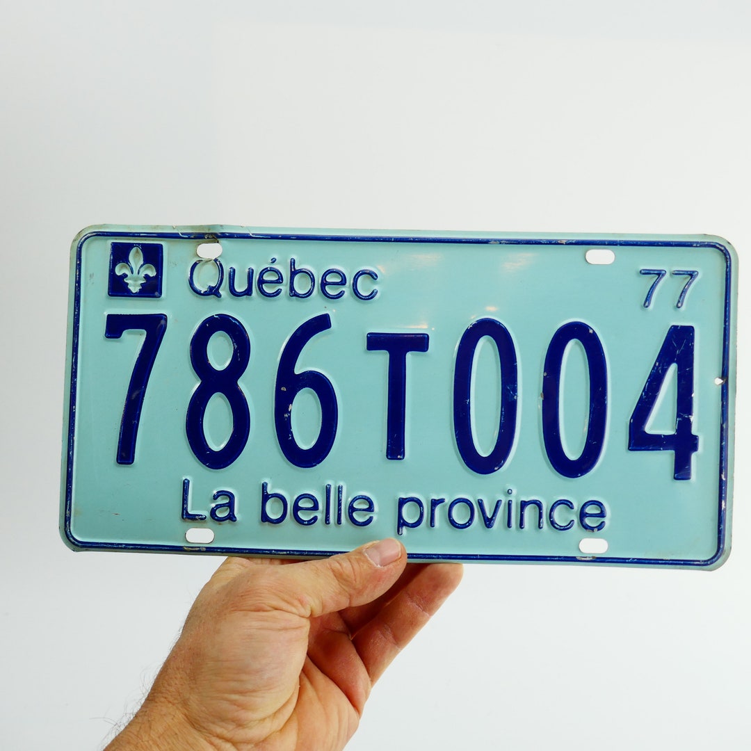 Vintage 1977 Quebec License Plate 786T004 Automobile ID Wall Hanging La ...