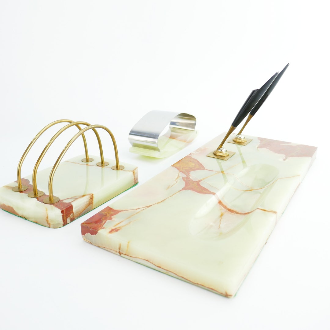 Vintage Pencil Holder Marble Paper Holder Letter Ink Office Organizer ...