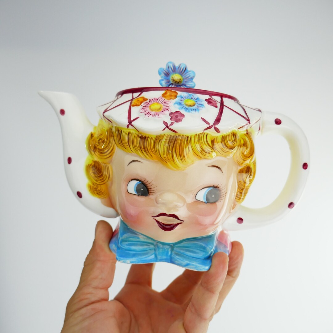 Vintage Rare Lefton Esd 6819 Miss Dainty Blonde Girl TEAPOT Cute TEA ...