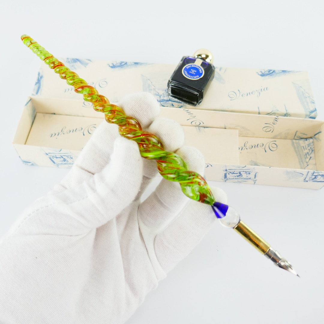 Vintage Murano Glass Calligraphy Pen Ink Set Venice Italy Finissimo ...