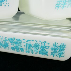 Vintage Set of 4 Pyrex Amish 501 502 503 Fridge Dish With Lid Turquoise ...
