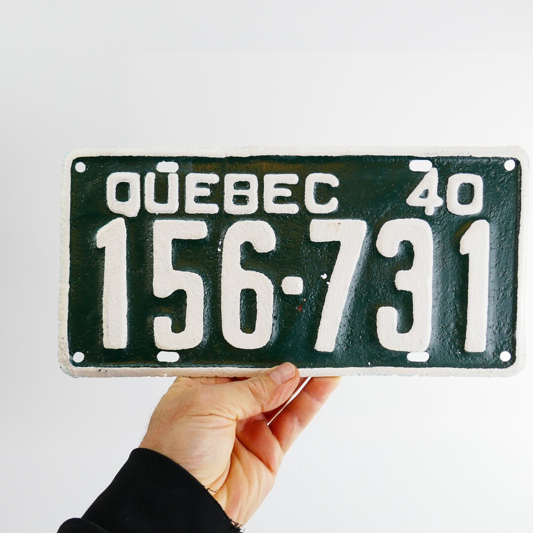 All Painted on Both Sides Quebec License Plate 1940 Automobile ID Wall ...