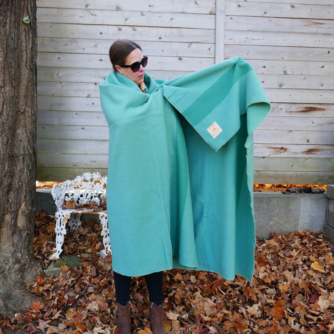Vintage Hudson Bay Blanket Striped Green Point Wool Blanket the Bay La ...