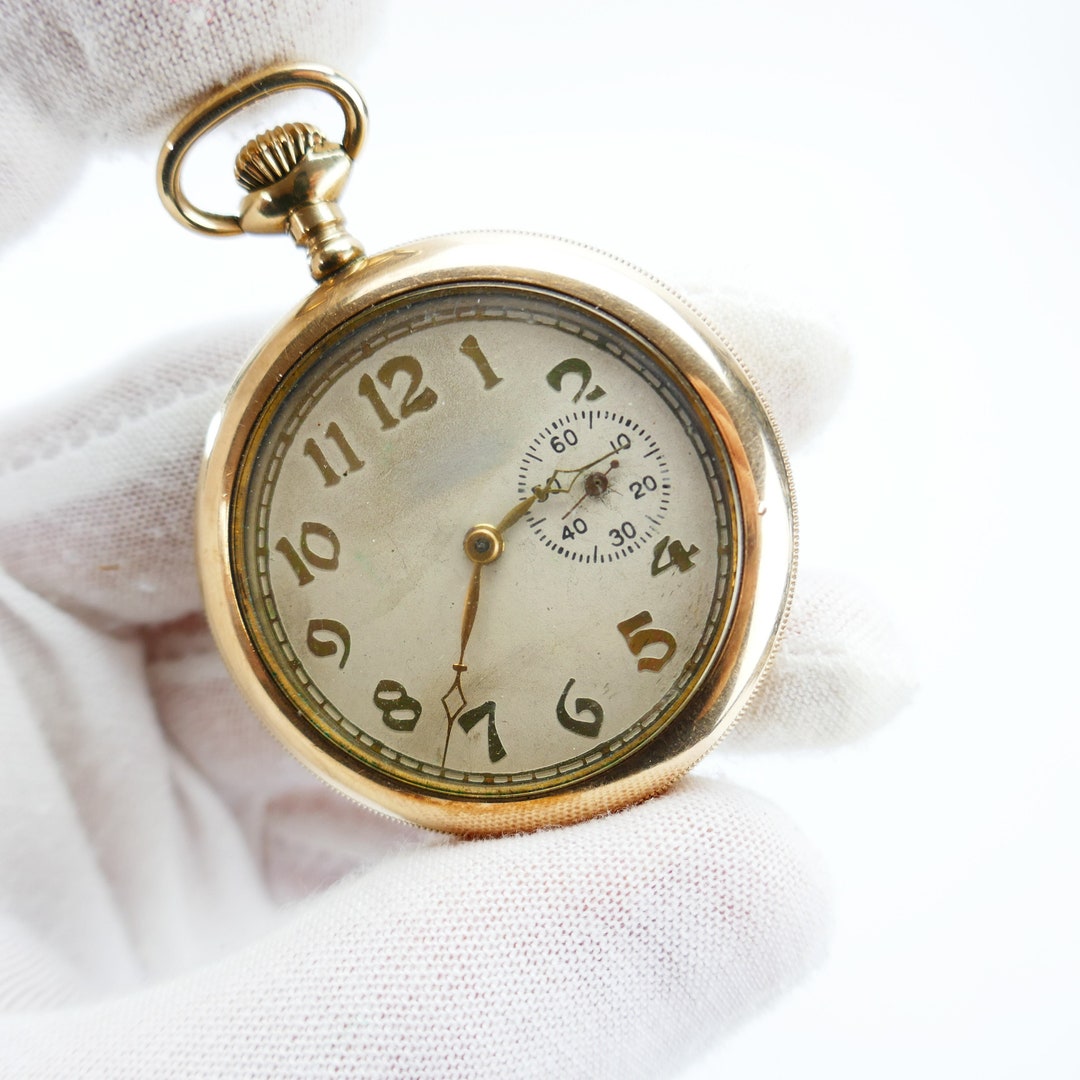 Antique Agassiz Geneva Pocket Watch Gold Filled 1900's Engraves Flowers ...