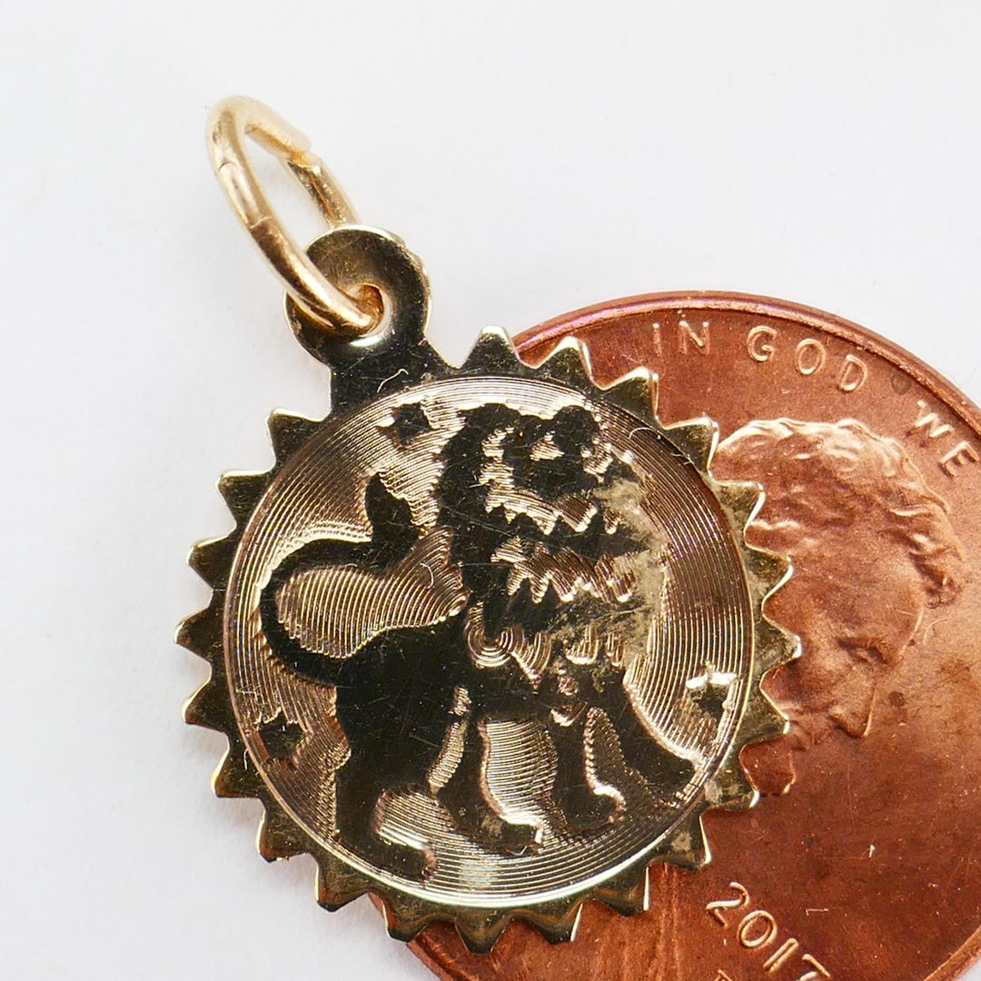 Vintage 10K Yellow Gold Zodiac Lion Medallion Pendant Astrology Sign of ...