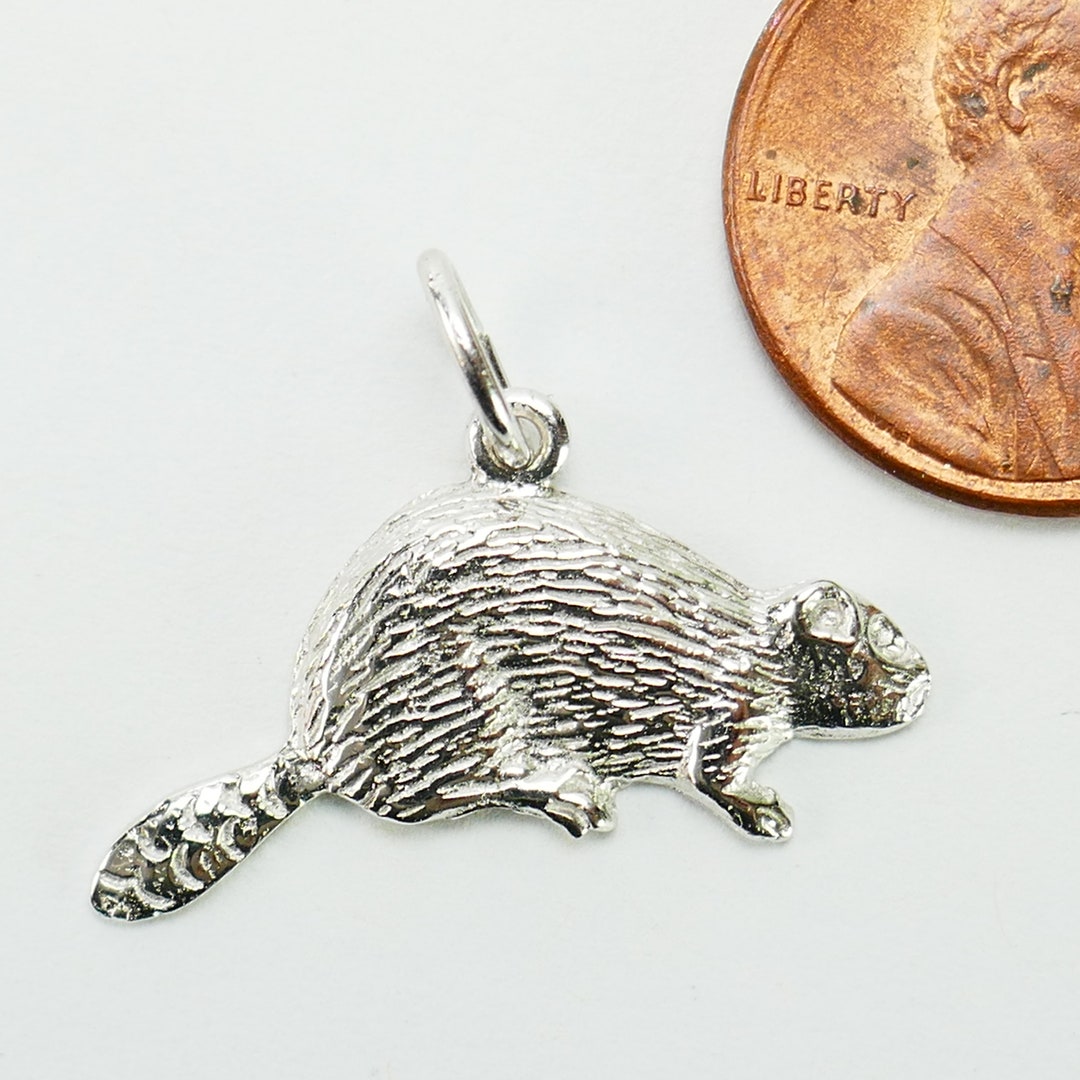 Vintage Silver 925 Sterling Beaver Charm Pendant - Etsy