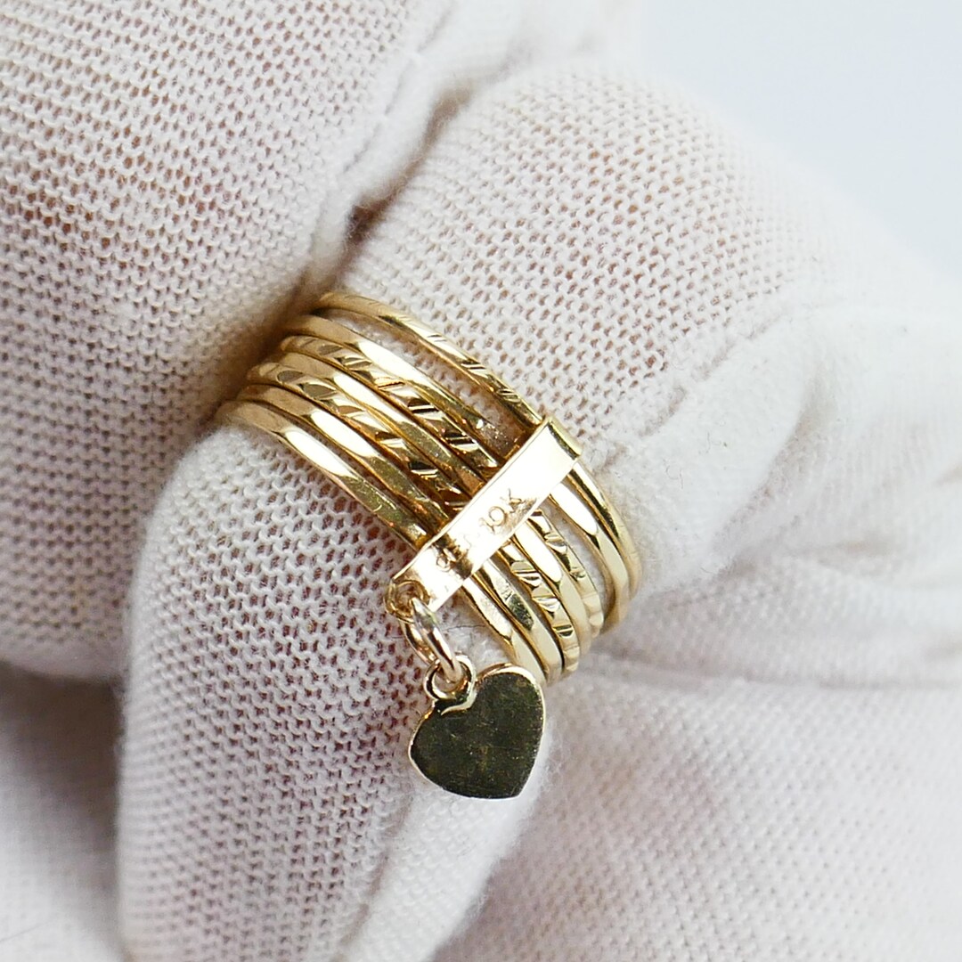 Vintage 10K Yellow Gold Multiple Band Ring Size 6.5 US Minimalist ...