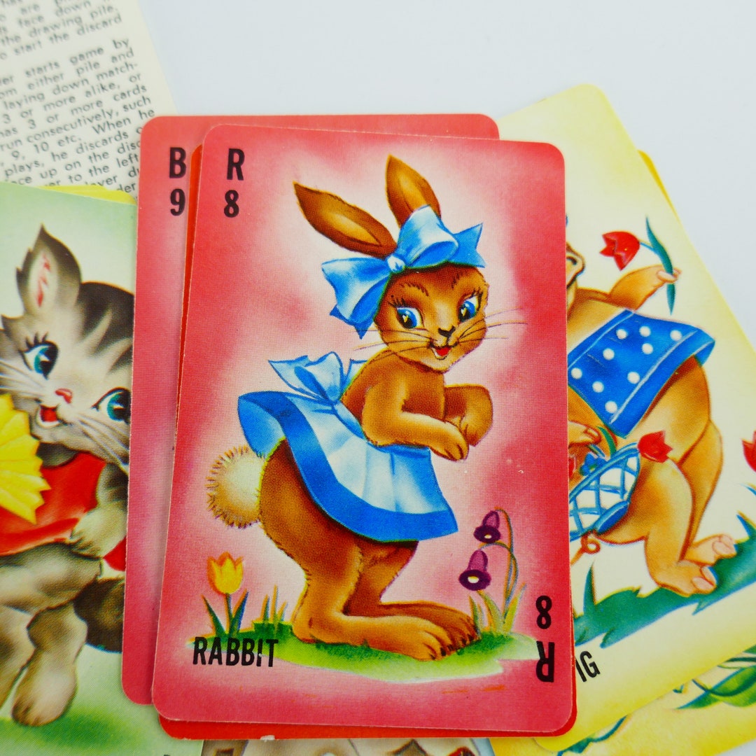 Vintage Animal Party Rummy 1950's 60's Game Cards Deck Retro Paper ...