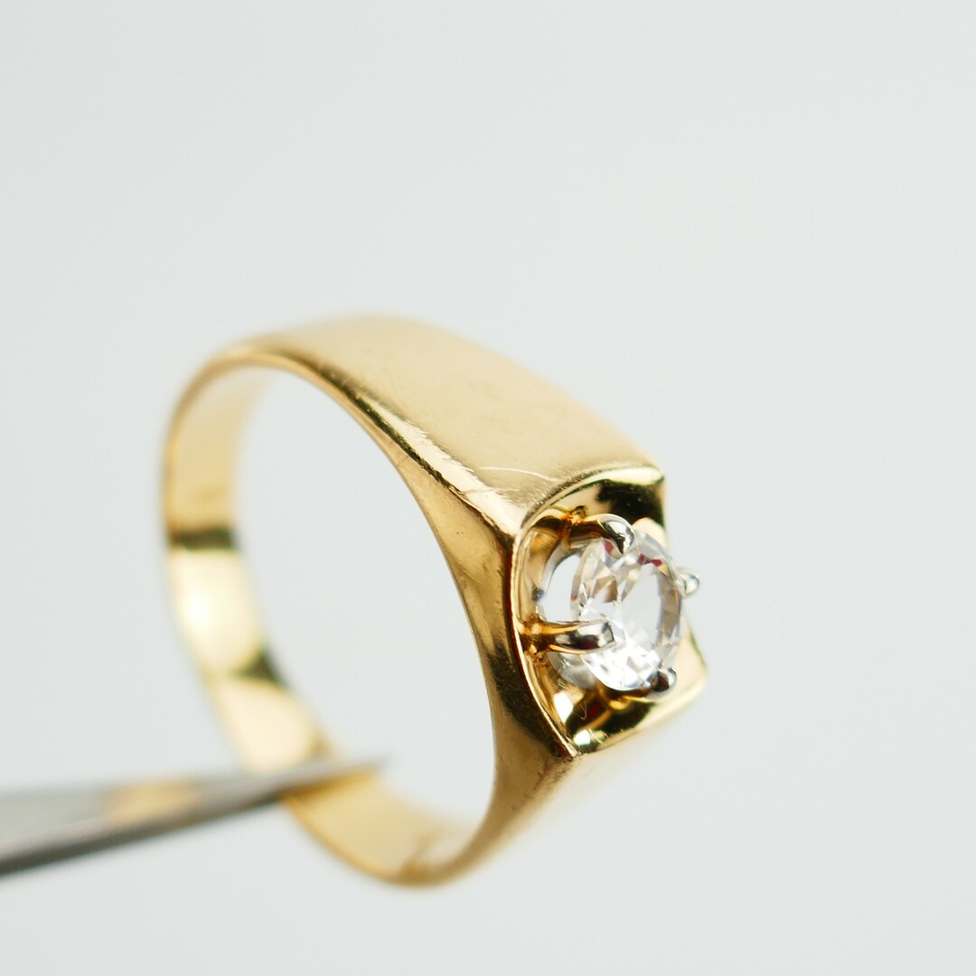 Vintage 14K Yellow Gold Clear Stone Large Band BIRKS Size 11 - Etsy