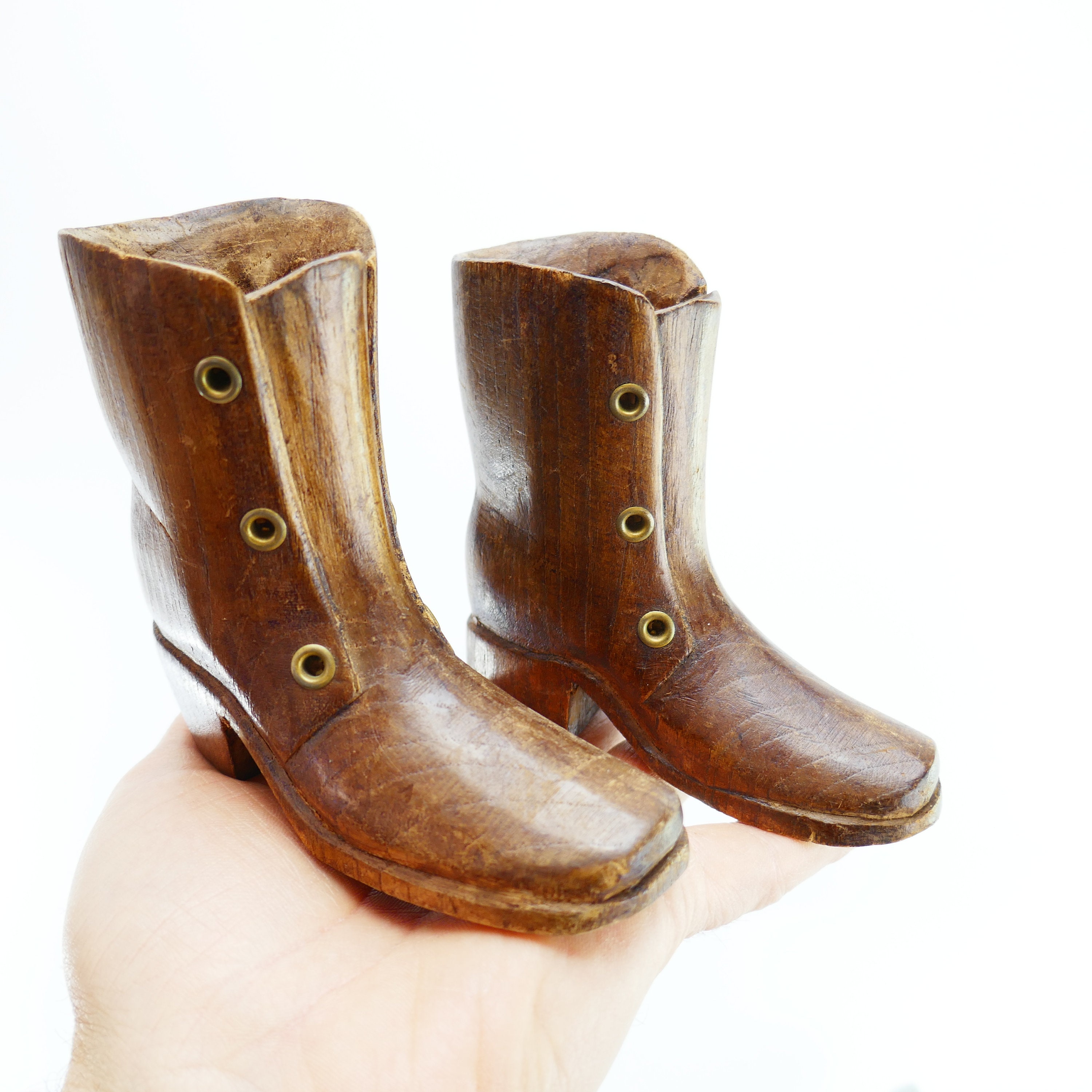 Vintage Miniature Hand Made Wood Carved Wooden Boots Folk Art Cowboy ...