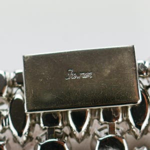 SHERMAN Bracelet Brooch 7 Row Signed Clear Swarovski Crystal Costume ...