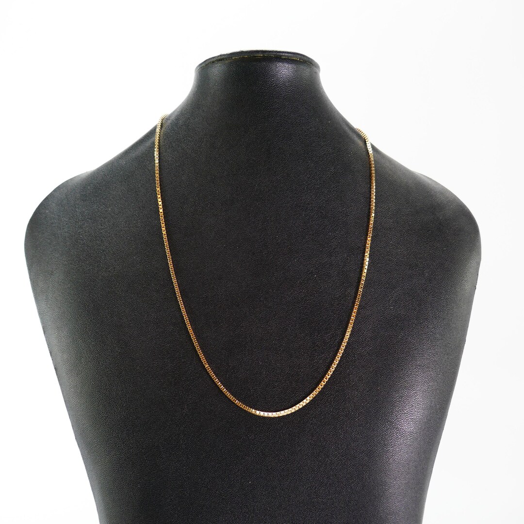 Link Box Chain 10k Necklace Yellow Gold Vintage 18 3/4 Inches 1.5mm ...