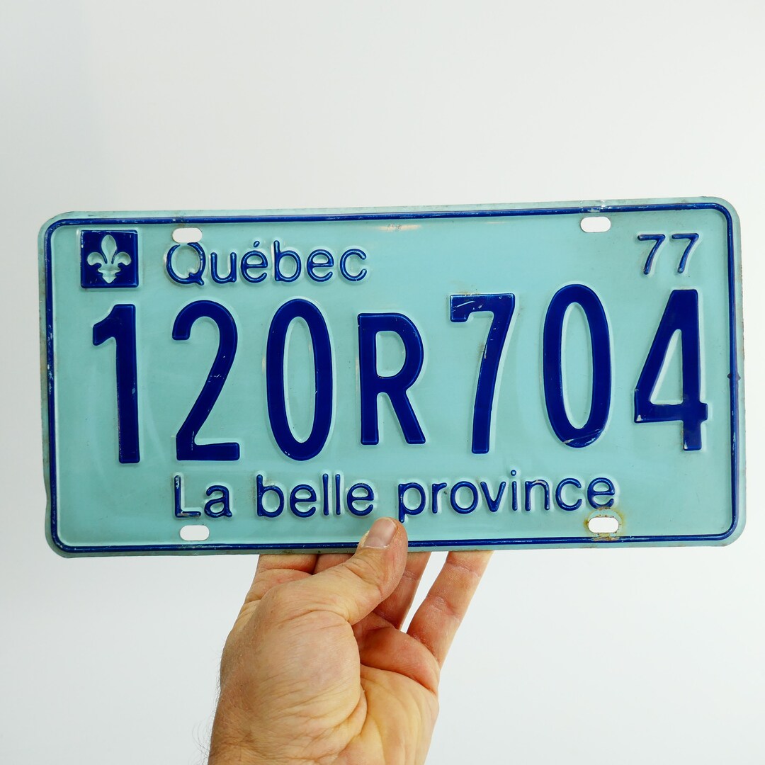 Vintage 1977 Quebec License Plate 120R704 Automobile ID Wall Hanging La ...