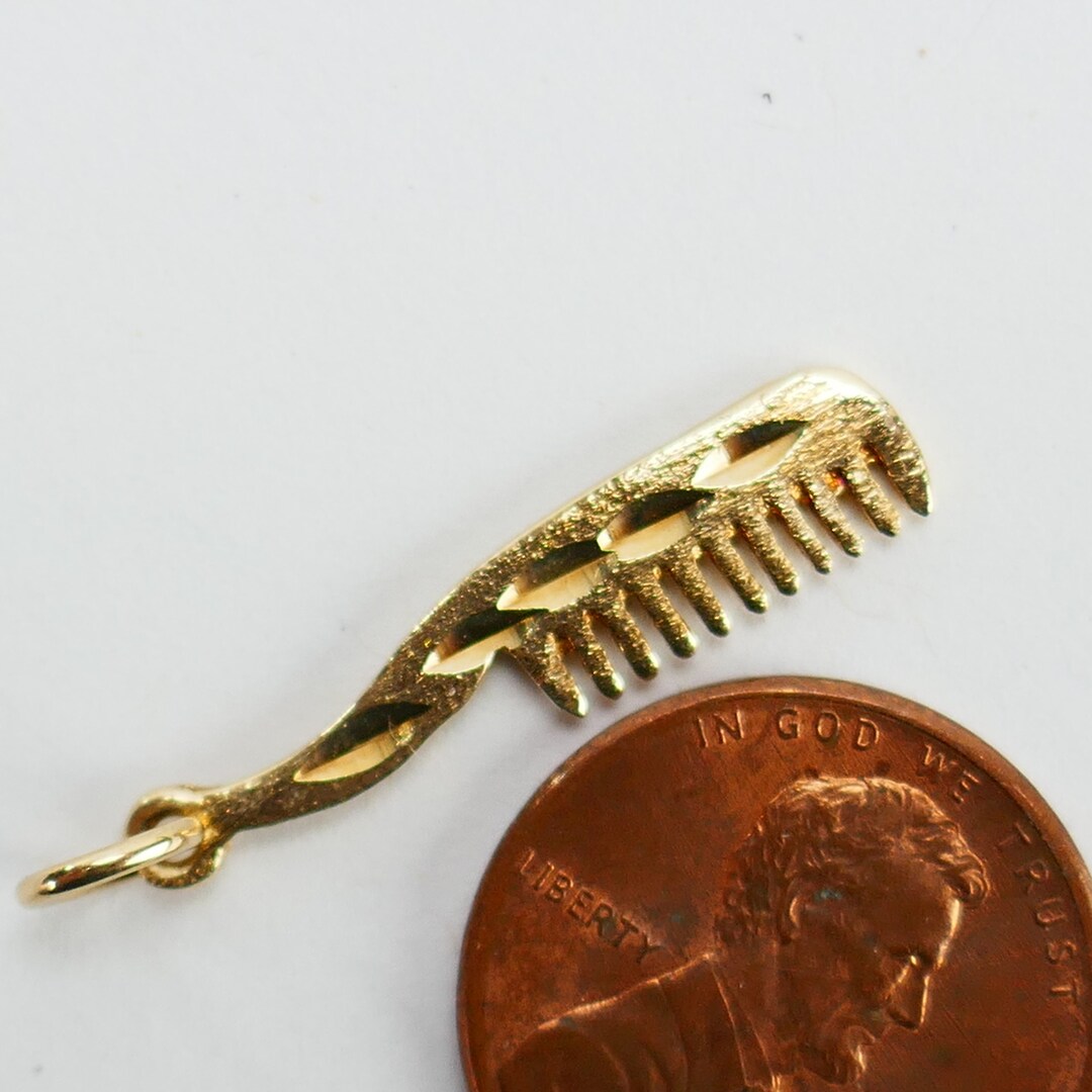 Vintage 10K Yellow Gold Comb Barber Hairdresser Charm Pendant Miniature ...