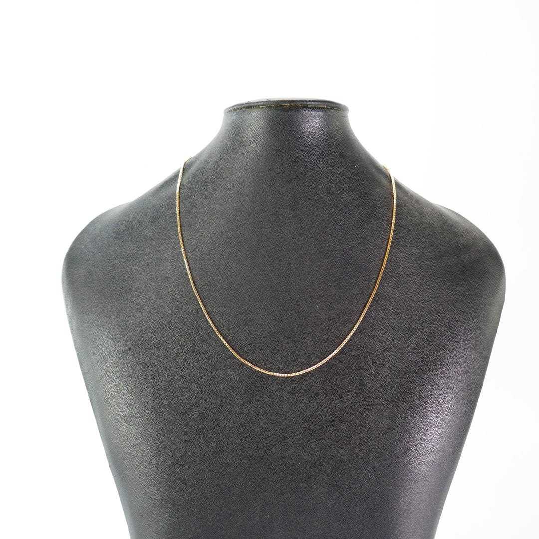 Link Box Chain 10k Necklace Yellow Gold Vintage 16 1/4 Inches 1mm ...