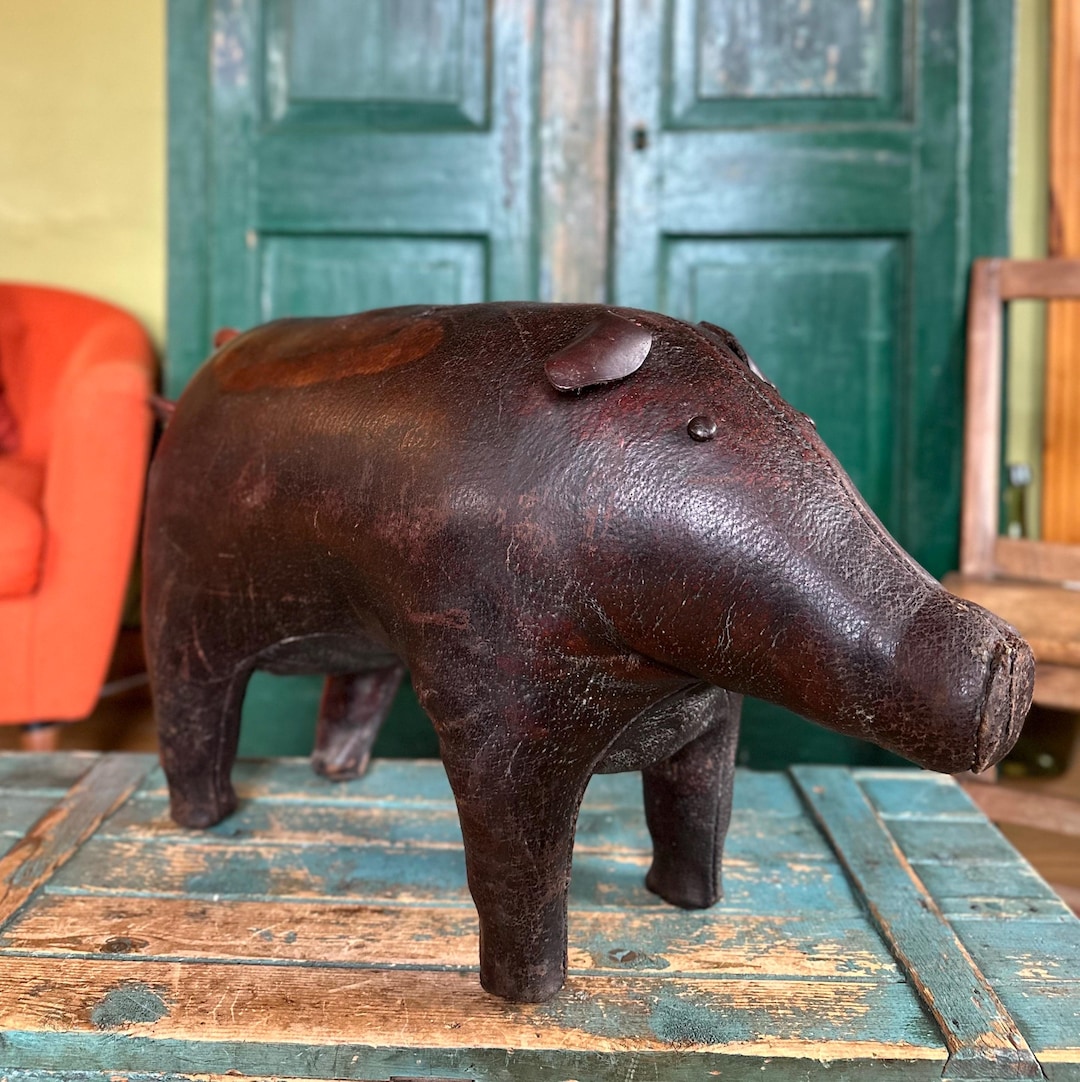 Mid Century Stunning Leather Pig Ottoman Stool 1960s English Brown ...