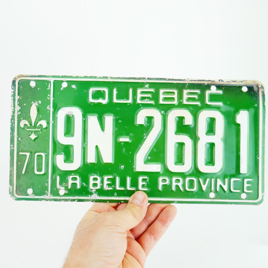 Vintage 1970 Quebec License Plate Automobile ID Wall Hanging La Belle ...