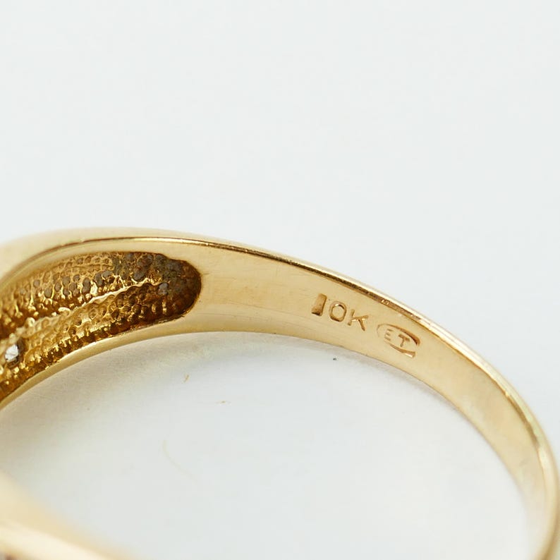 Vintage 10K Yellow Gold Ring Flower Star Diamonds Cluster Size 7.5 US ...