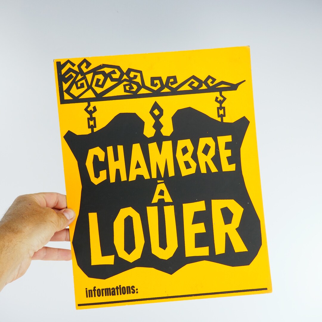 Vintage Chambre a Louer Real Estate Sign for Room Rent Cardboard Great ...