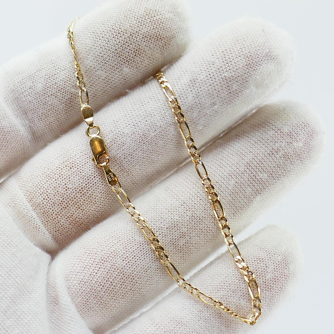 Vintage 10K 2 Tone Gold Link Chain Bracelet 7 3/4'' Solid Gold Fine ...