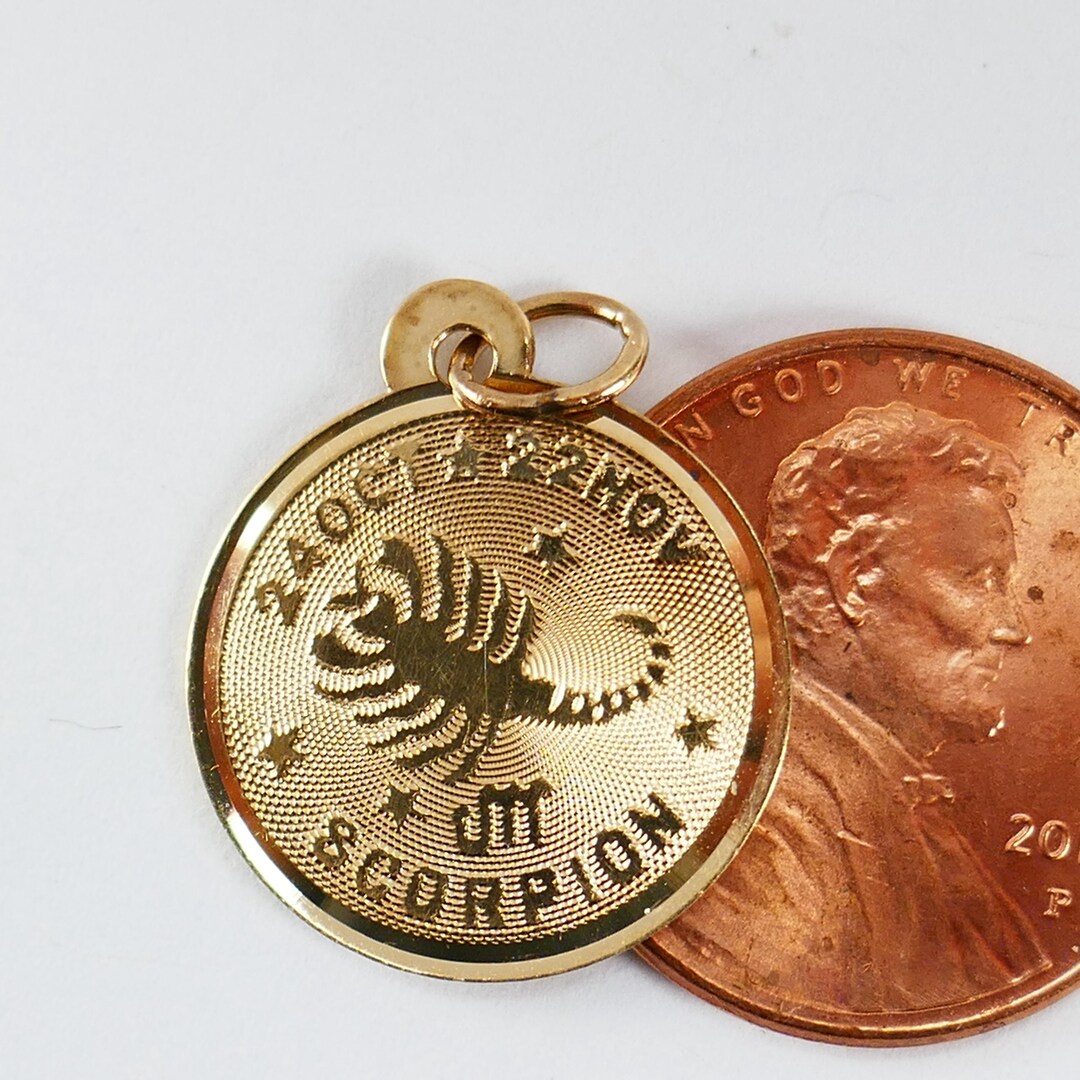 Vintage 14K Yellow Gold Medallion Zodiac Scorpion Pendant Astrology ...