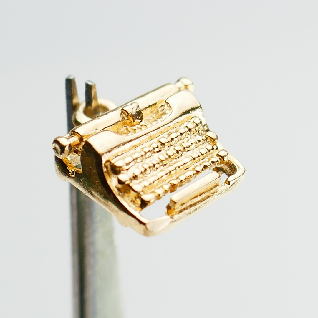 Vintage 14K Yellow Gold Mini Typewriter Pendant Charm Gift for Writer ...