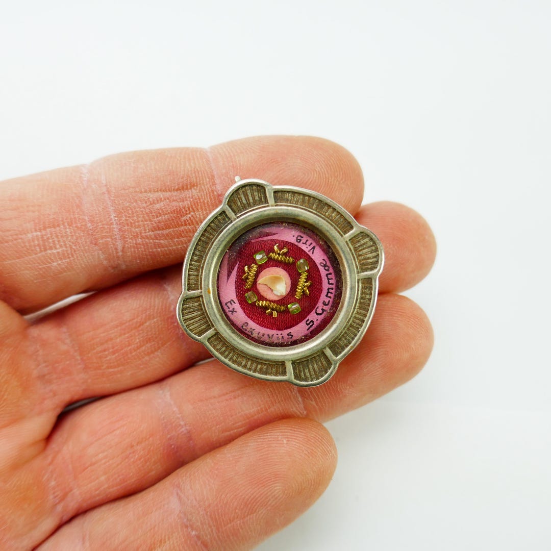 Antique Religious Reliquary Relic Holder Thread Wax Seal Intact ...