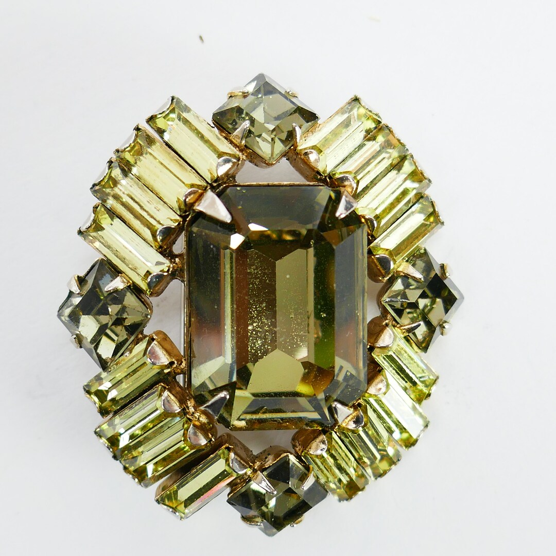 Vintage SHERMAN Rare Color Brooch Smoky Swarovski Crystal Costume ...