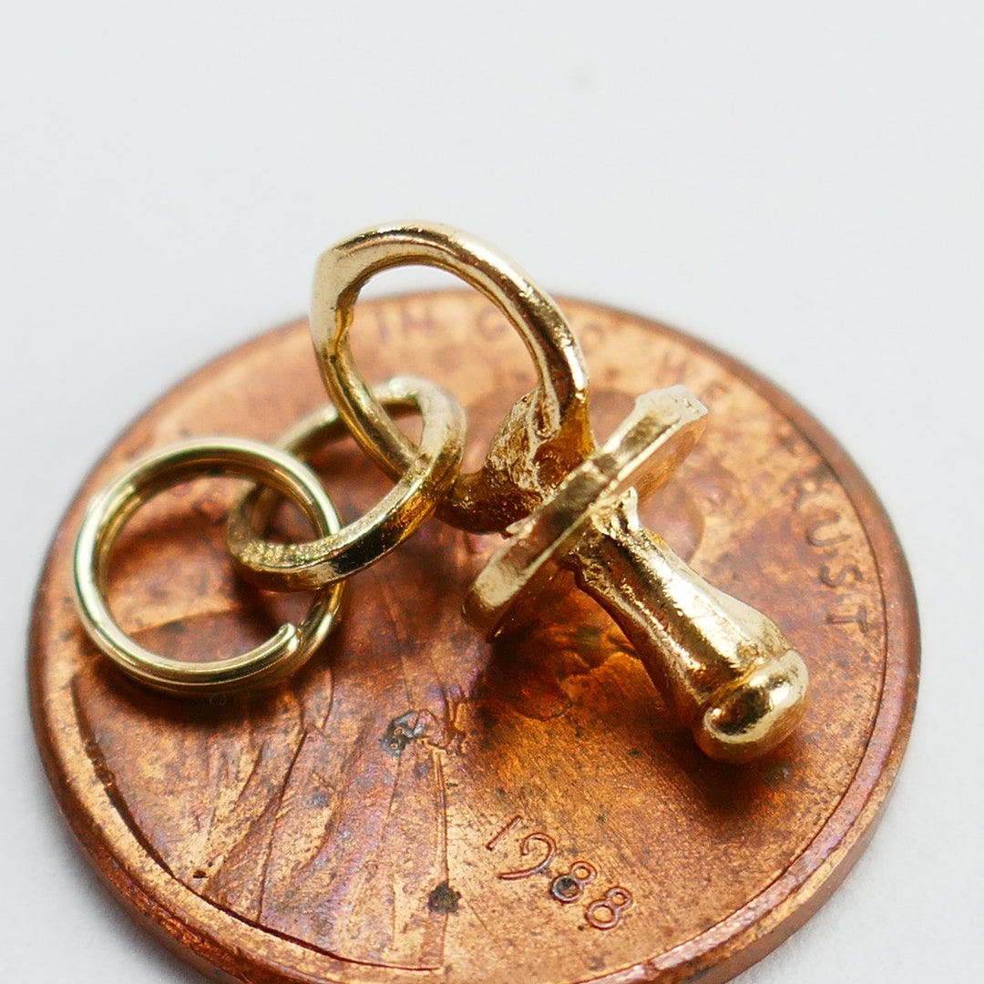 Vintage Baby Pacifier Soother 10K Yellow Gold Pendant Charm Good Luck ...