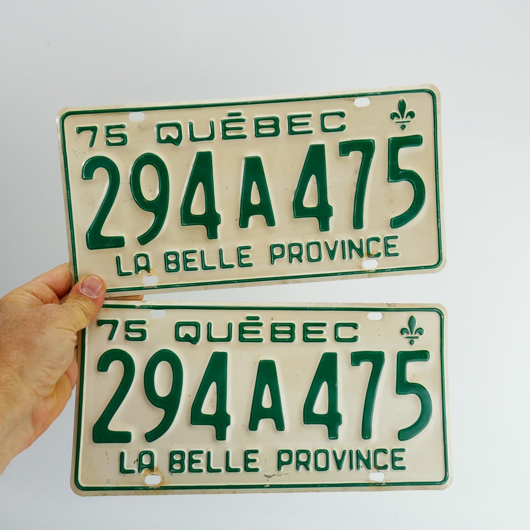 Vintage Pair 1975 Quebec License Plate 294A475 Canada Plaque - Etsy