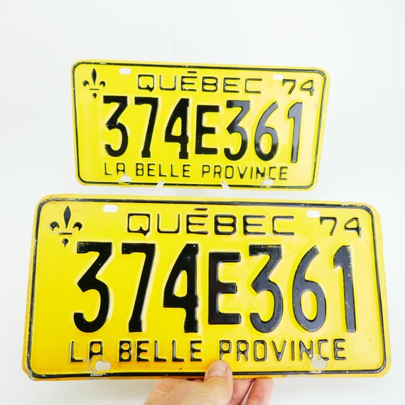 Vintage pair 1974 Quebec License Plate Automobile ID Wall | Etsy