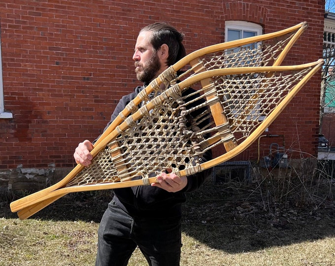Vintage Antique Wooden Snowshoes OJIBWE Pointed Tip Canada Native ...