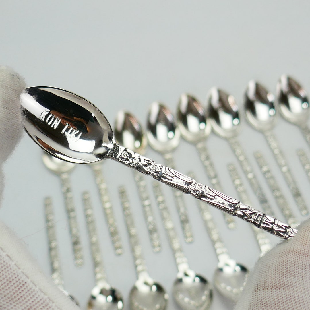 Vintage 1 Kon Tiki Solid Sterling Silver 925 Tea Mini Spoon Totem Tiki ...