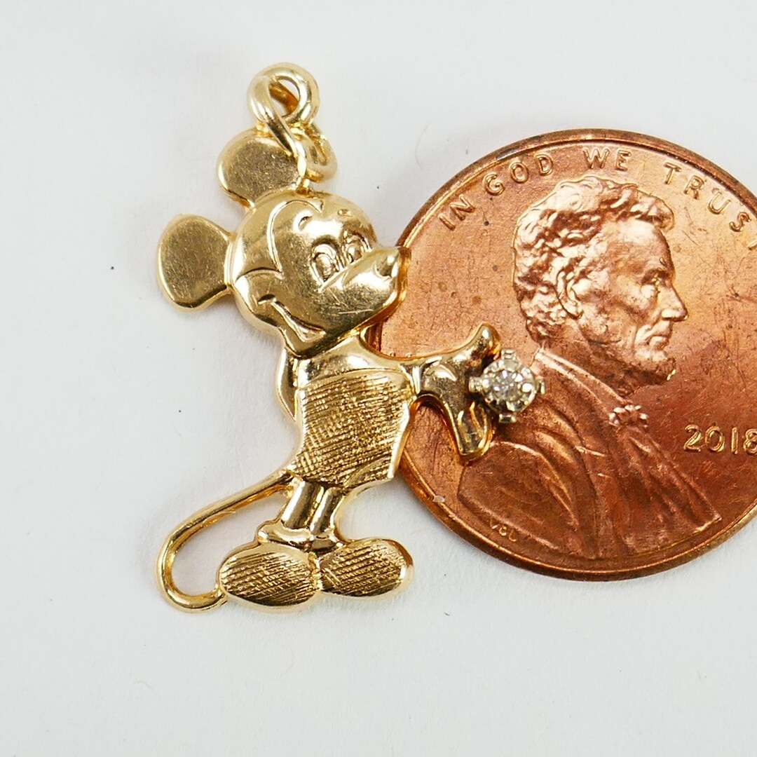 Vintage 14K Yellow Gold Mickey Mouse Walt Disney Prods Souvenir Pendant ...