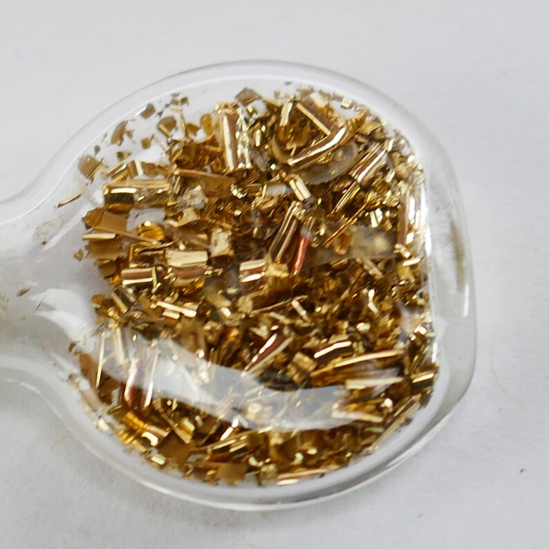 Vintage 10K Yellow Gold Flask Flakes Blown Glass Bottle Pendant Vial - Etsy