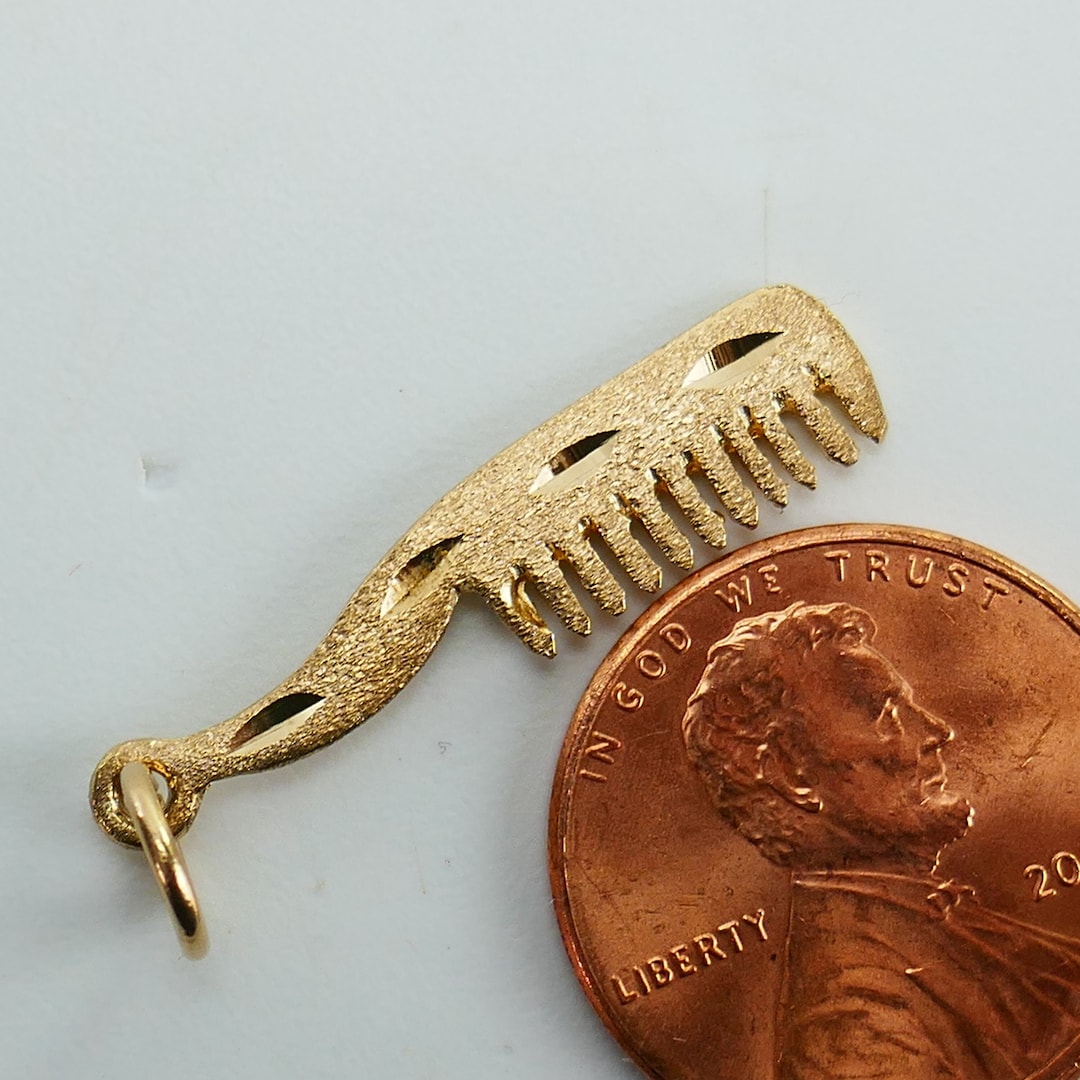 Vintage 10K Yellow Gold Comb Barber Hairdresser Charm Pendant Miniature ...