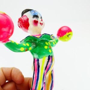 Vintage Neon Color Pierrot Harlequin Carnival Paper Mache Clown ...