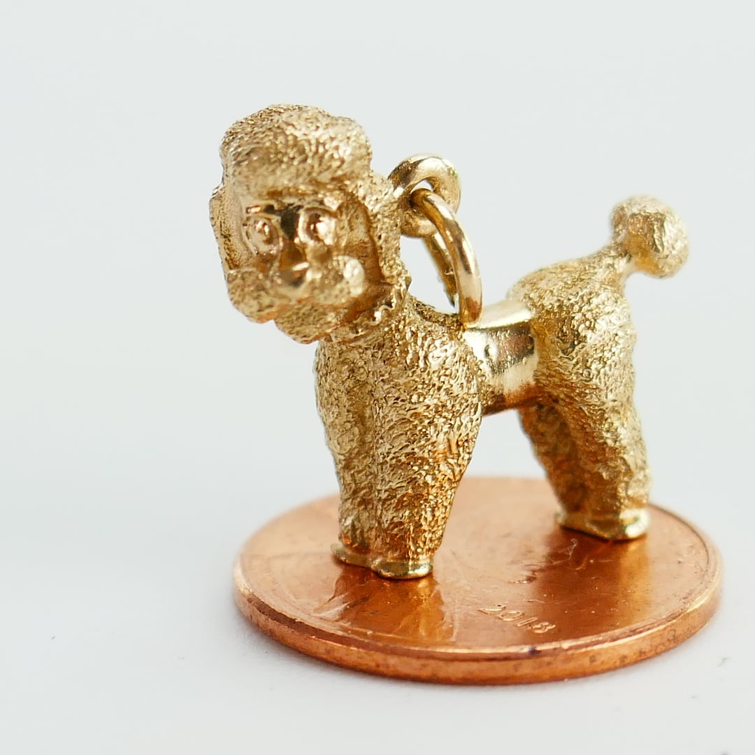 Vintage Poodle 10K Yellow Gold Charm Pendant Dog Cutie 3D Fine Jewelry ...