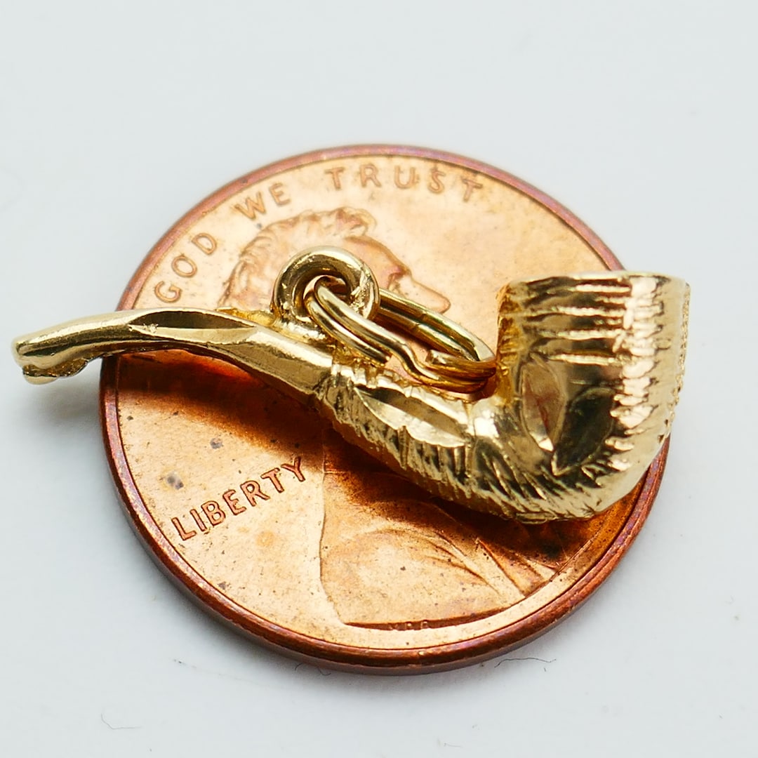 Vintage 10k Yellow Gold 3D Smoker Pipe Charm Pendant Tobacco Solid Gold ...
