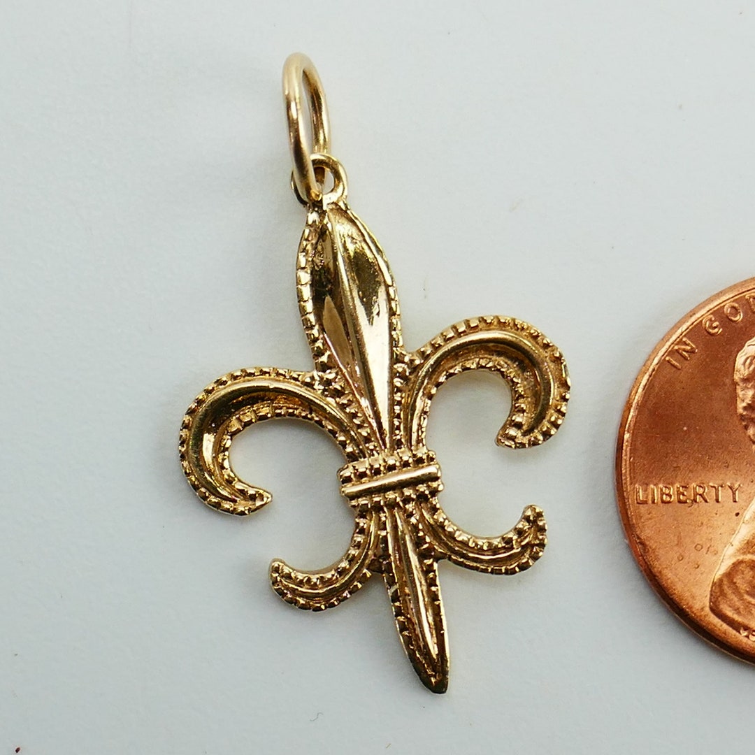 Vintage 10k Gold Lily Flower Charm Pendant Fleur De Lys Lis - Fine ...