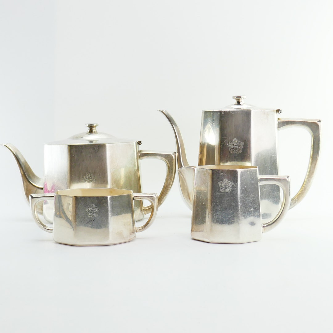 Art Deco British Airways Silver Plated Coffee Tea Pot Creamer Engraved ...