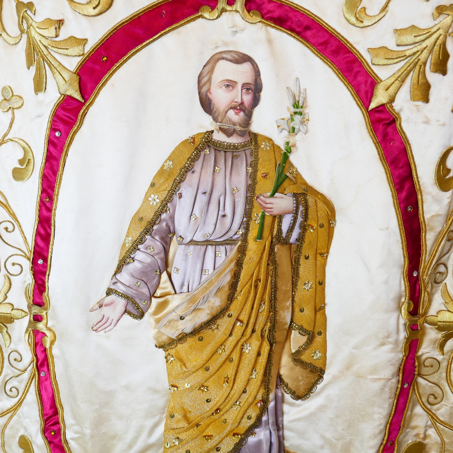 1901 Antique Magnificent Gold Catholic Banner Catholic Religious ...