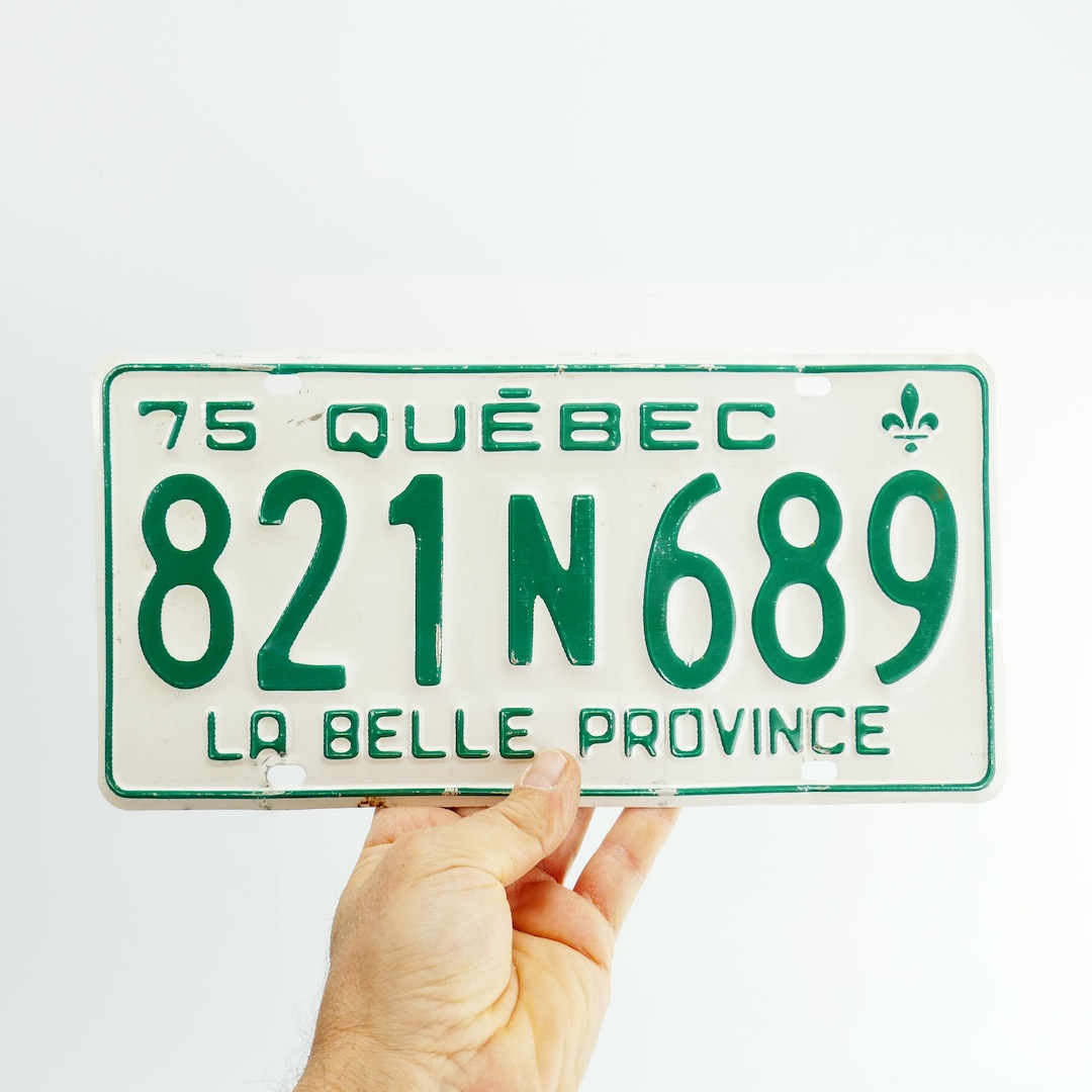 Vintage 1975 Quebec License Plate 821N689 Automobile ID Wall Hanging La ...