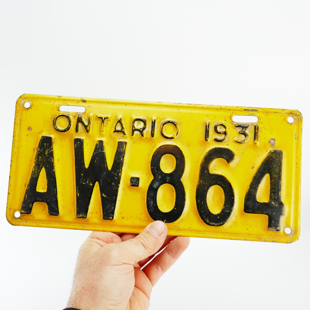 Vintage License Plate Garage Car Canada Ontario 1931 AW-864 - Etsy